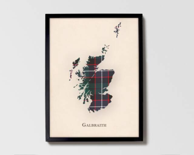 Clan Galbraith Scottish Tartan Map - Of Scotland Family Wall Decor ...
