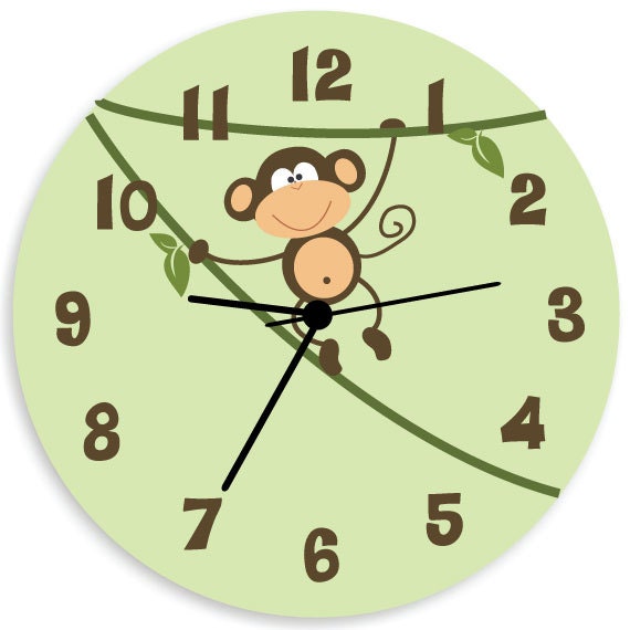 Monkey Wall Clock For Kids Bedroom, Baby Nursery Wall Art by Etsy ...