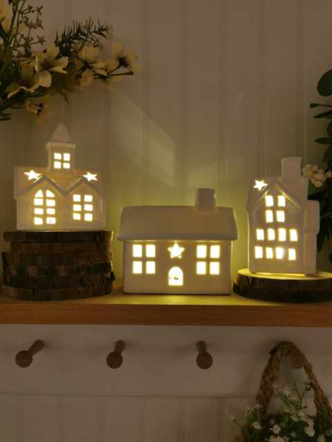 White Ceramic Led Houses, Church, 3 Design Options by Etsy | ufurnish.com