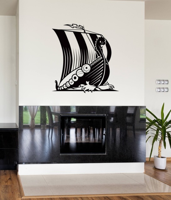 Viking Ship Decal, Viking Vinyl Sticker, Boat Decor, Wall Art, Themed ...