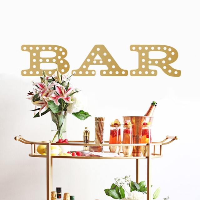 Bar Marquee Sign Decal - Wall Custom Vinyl Art Stickers For Weddings ...
