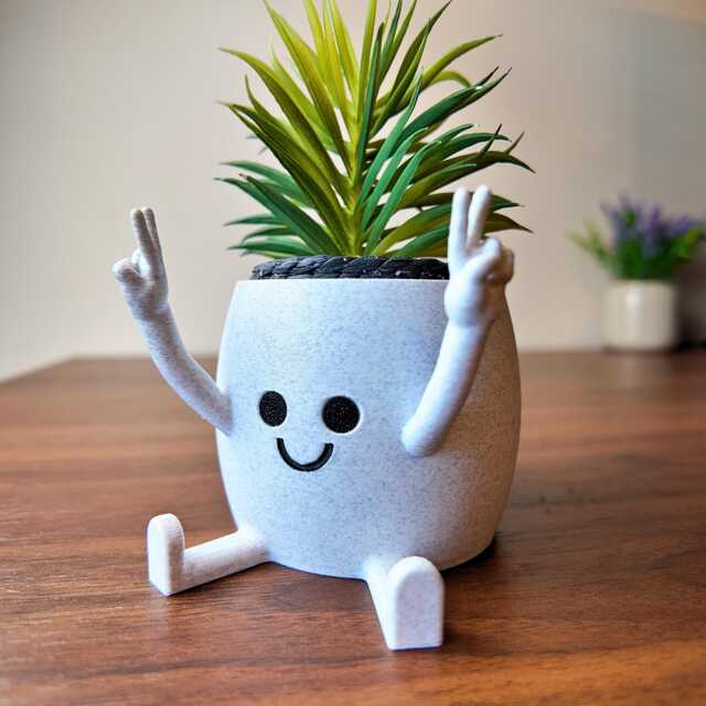 Happy Face Planter 3D Printed Peace Sign Pot - Eco-Friendly Decor by ...