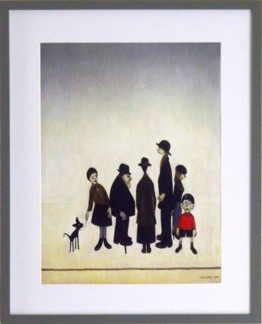 L S Lowry Authentic Art Print - The Family Satin Grey Frame With White ...
