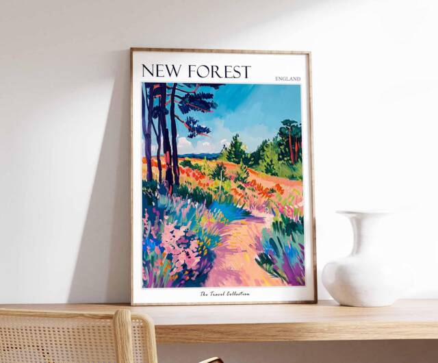 New Forest Travel Poster English Countryside Art Print by Etsy ...