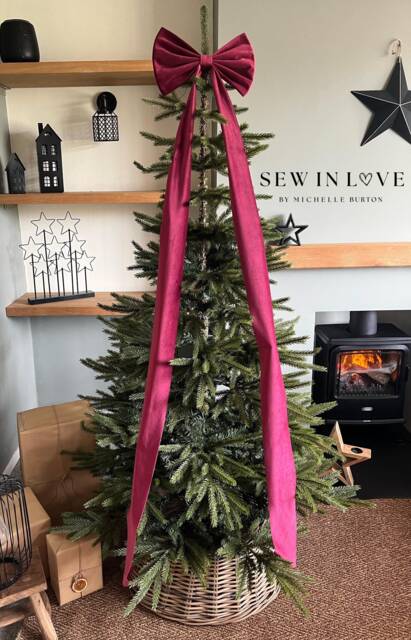 Luxury Handmade Burgundy Velvet Christmas Tree Topper With Long Tails ...