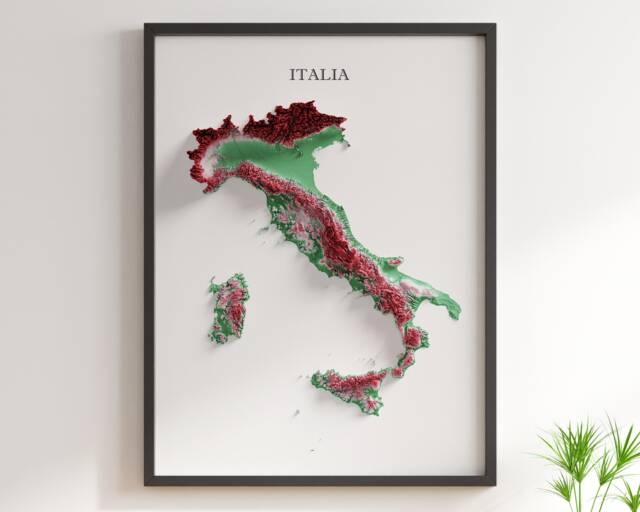 Italy - Shaded Relief Map by Etsy | ufurnish.com