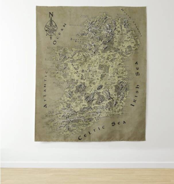 Ireland Tapestry, Fantasy Map, Irish Modern Large Wall Decor, Classic ...