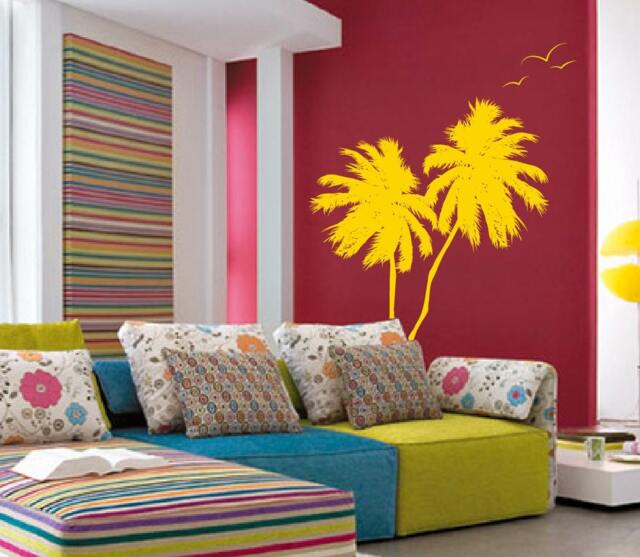 Palm Coconut Tree Wall Decal With Seagull Birds 2 Trees 1133 - 8 Feet ...