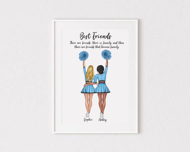 Personalised Cheerleader Best Friends Print, Cheerleading, Cheer Squad ...