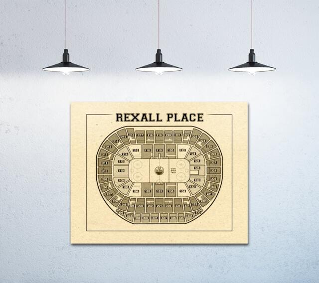 Vintage Edmonton Oilers Rexall Center Line Drawing Art Print by Etsy ...
