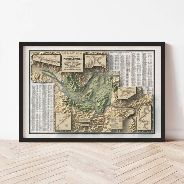 Pittsburgh Topographic Map 1906 Vintage Style Gicl??e Print by Etsy ...