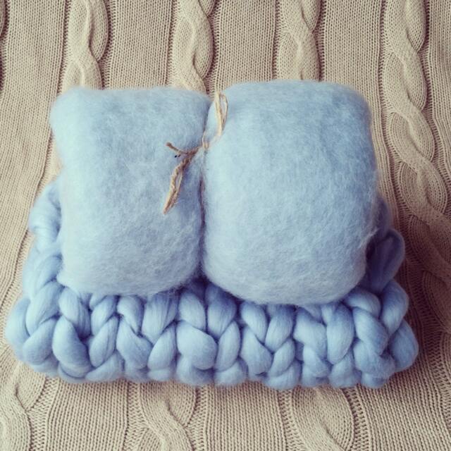 Baby Blue Photo Prop Blanket Sett Chunky Bump Basket Stuffer Fluff by ...