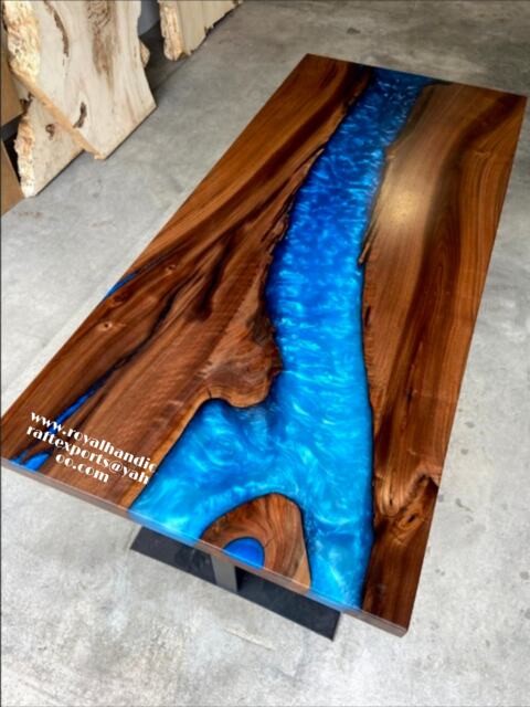 Walnut Epoxy Resin River Table Top Modern Home Decor by Etsy | ufurnish.com