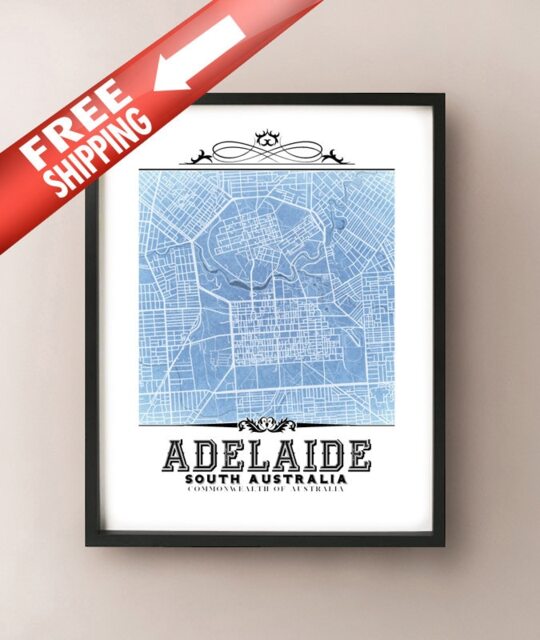 Adelaide Australia Map Art Print Vintage Style Blueprint by Etsy ...