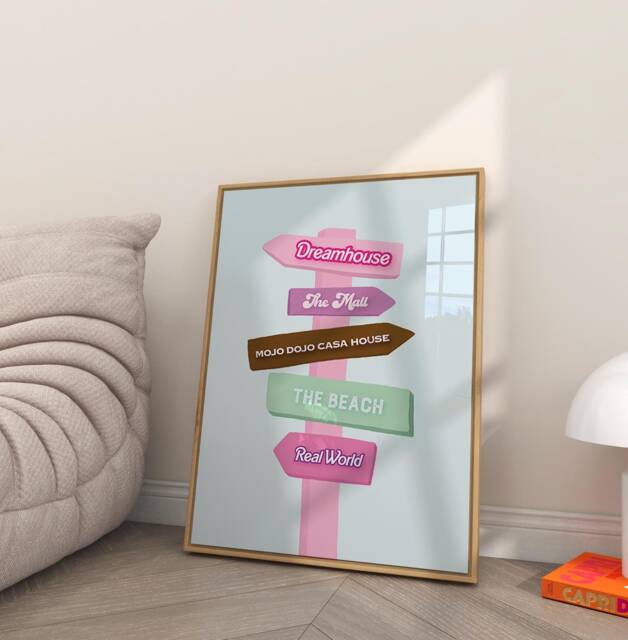 Barbie Movie Inspired Signpost Print Mojo Dojo Casa House Wall Art by ...