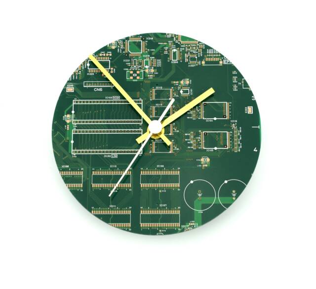 Circuit Board Wall Clock Circular - Tech Accessory Office Recycled ...