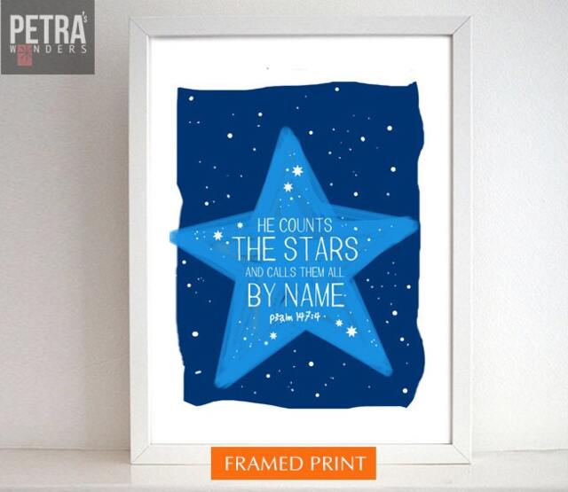 Bible Verse Framed Print. He Counts The Stars & Calls Them All By Name ...