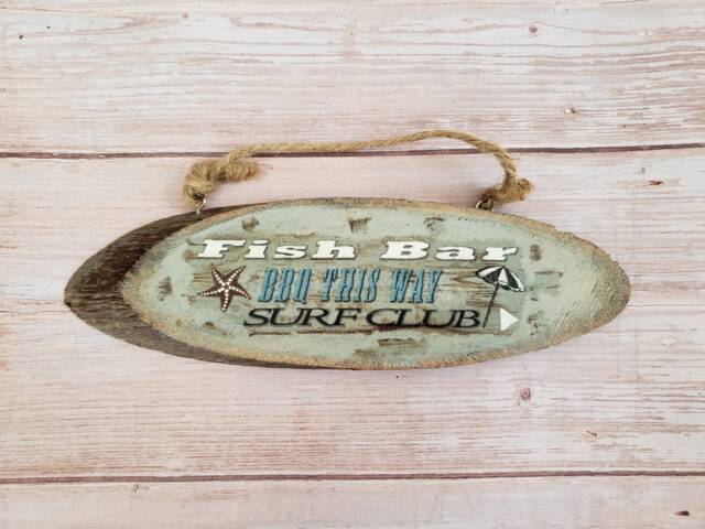Nautical Fish Bar Sign Beach House Wood Wall Decor by Etsy | ufurnish.com