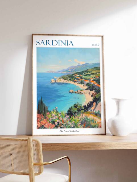 Sardinia Travel Poster Italian Coastal Art Print by Etsy | ufurnish.com
