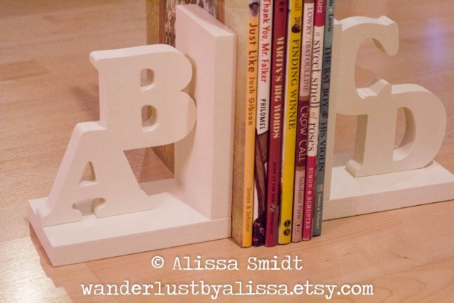 Abcd Wooden Letter Bookends - Custom Created To Coordinate With Your ...