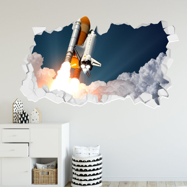 Space Wall Sticker - Rocket Ship Blasting Through Broken Decal Art by ...