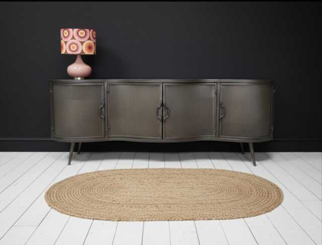 Ribbed Metal Sideboard Curvy Industrial Tv Stand. Hall Console Table ...