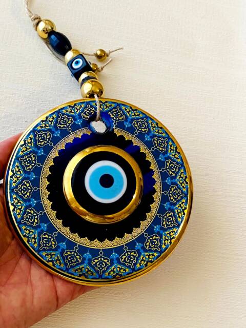 Large Round Blue Evil Eye Wall Hanging Turkish Amulet Decor by Etsy ...