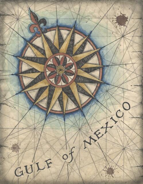 Compass Rose Art Print 8x10+ , - Nautical Old Maps & Prints Gulf Of ...