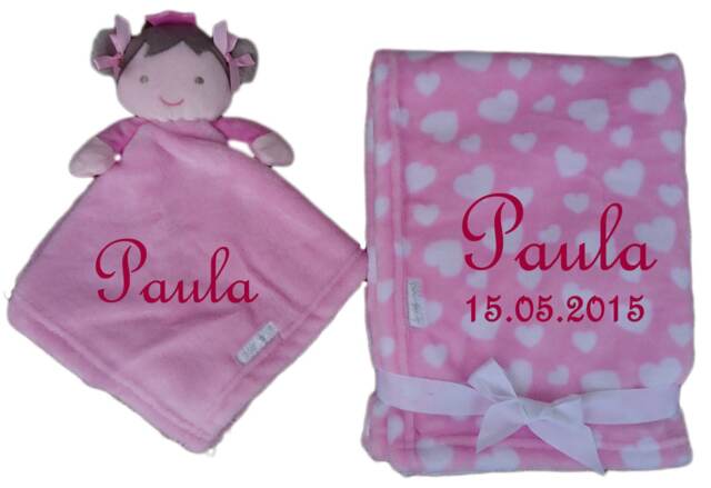 Set Baby Blanket Pink With Name Embroidered Cuddle Cloth by Etsy ...