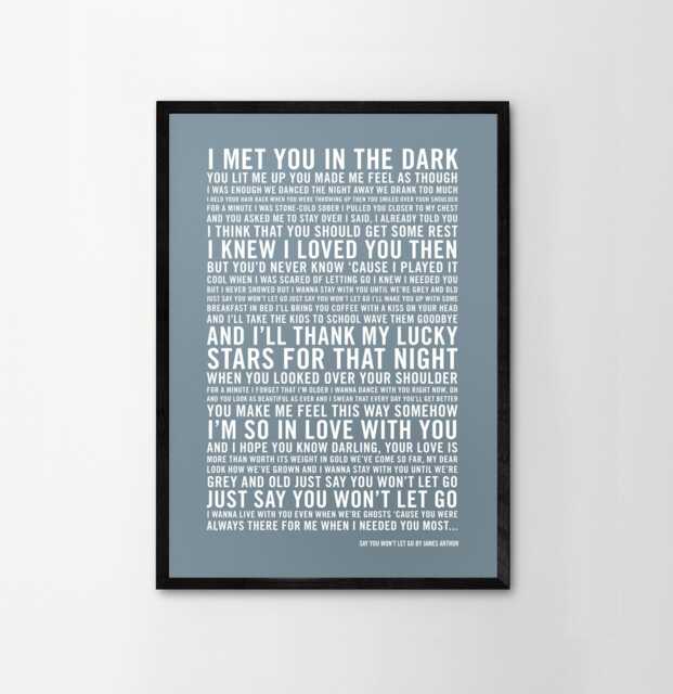 Custom Personalised Song Lyrics Print. Word Art, Home Decor. Favourite ...
