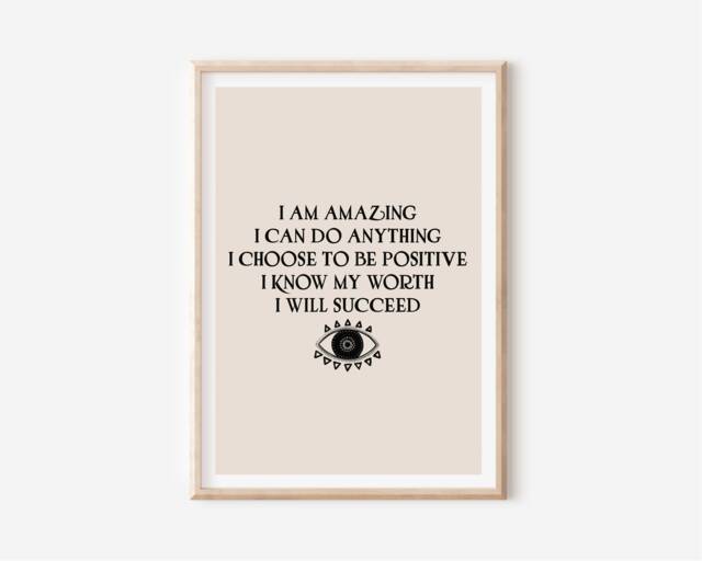 Boho Positive Affirmation Print Beige Minimalist Wall Art by Etsy ...
