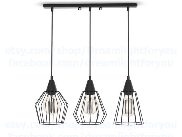 3 Cages Industrial Pendant Light Cluster Kitchen Chandelier Cage Light ...