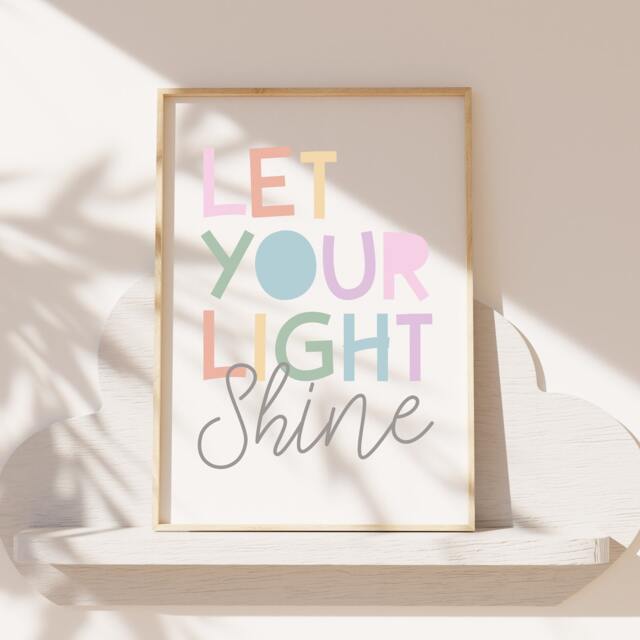 Let Your Light Shine Print, Christian Wall Art, Girls Nursery Bedroom ...