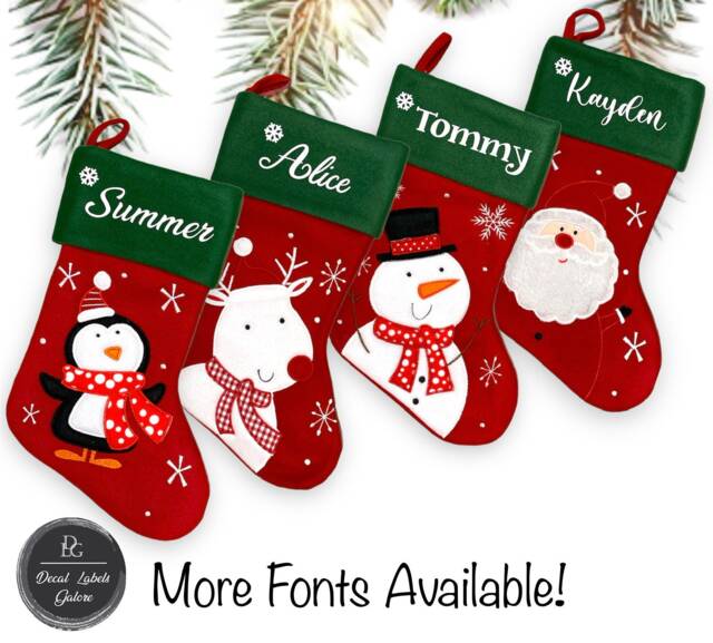 Personalised Green & Red Christmas Stocking, Santa, Snowman, Reindeer ...