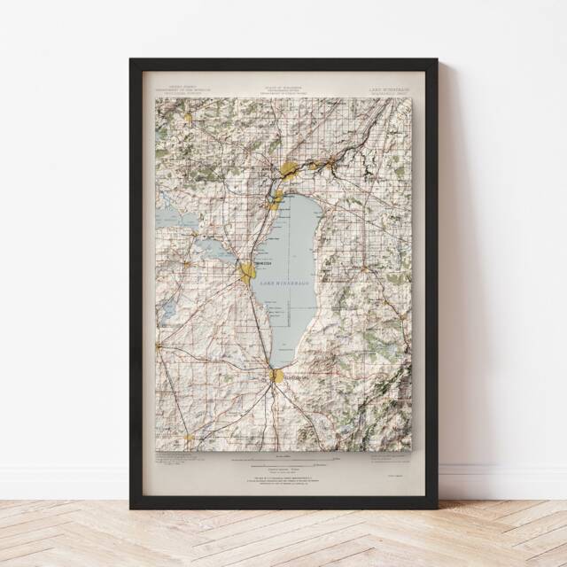 Lake Winnebago Topographic Map 1957 Vintage Style Gicl??e Print by Etsy ...