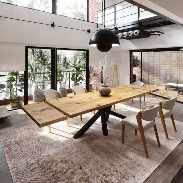 Brigg Dining Table Straight Edge Extendable 2 Sides Kitchen Industrial ...