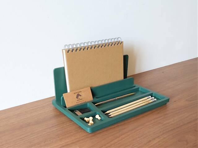 Green Wooden Desk Organizer Modern Office Storage Set by Etsy ...