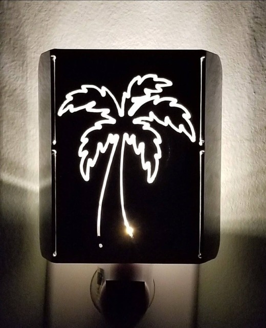 Tropical Palm Tree Plasma Cut Metal Night Light in Raw Steel by Etsy ...
