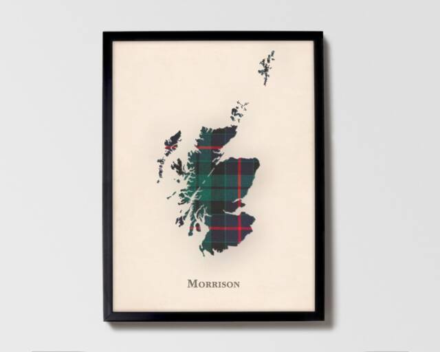 Clan Morrison Green Scottish Tartan Map - Of Scotland Family Wall Decor ...