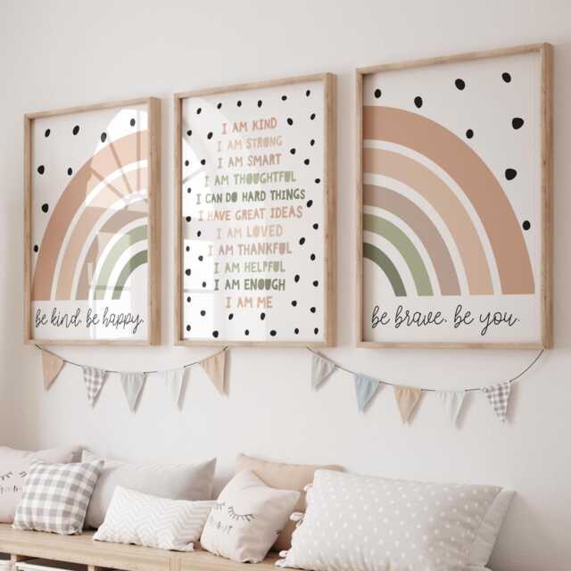 Set Of 3 Sage Green Nursery Prints, Boys Positive Affirmation, Wall Art ...