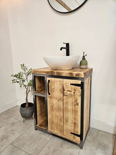 Handmade Rustic Industrial Vanity Unit Steel & Wood, UK Made by Etsy ...