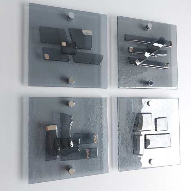 Fused Glass Wall Art Panels - Grey & Platinum Set Of 4 by Etsy ...