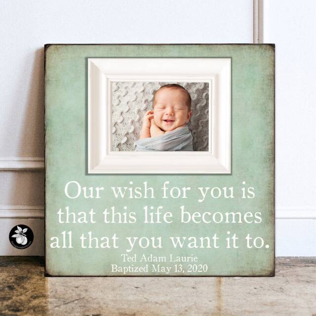 Personalized First Birthday Picture Frame Godson Gift, Baptism Keepsake ...