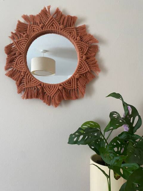 Handmade Macrame Mandala Mirror Boho Terracotta Wall Decor by Etsy ...