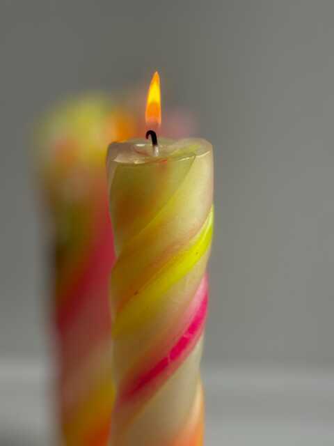 Hand-Twisted Neon Taper Candle Swirled Paraffin Wax, Bright Decor by ...