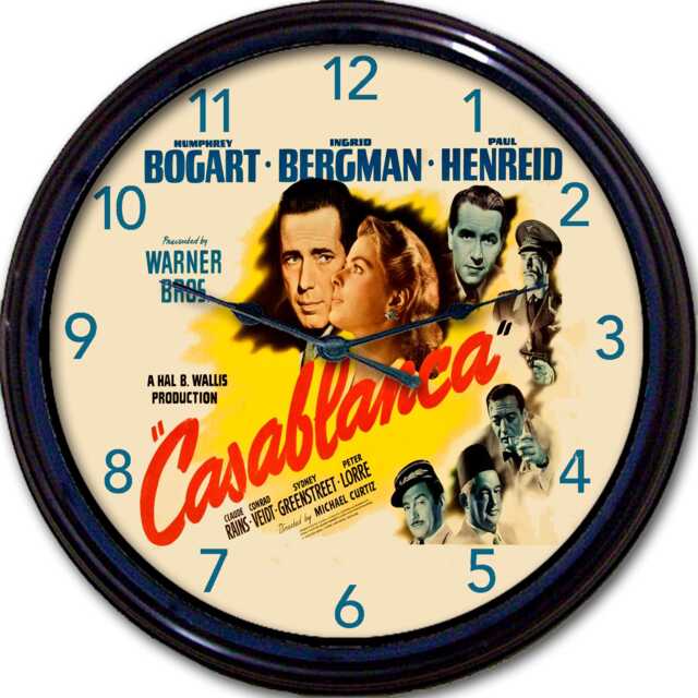 Casablanca Movie Poster Clock Humphrey Bogart Film Decor by Etsy ...