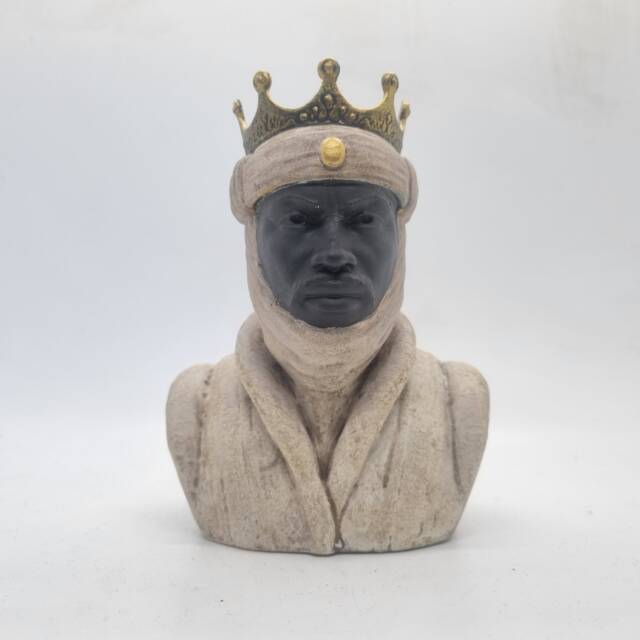 Weathered Marble Effect Mansa Musa Bust, 3D Printed African Statuette ...