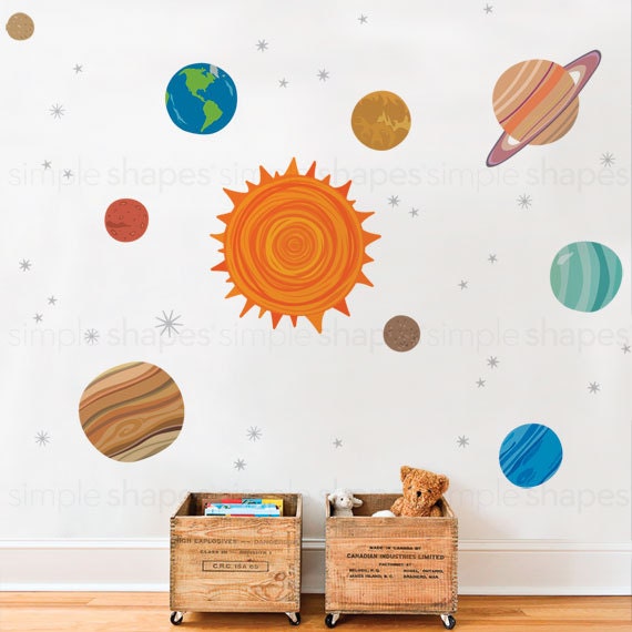 Planets Wall Sticker Peel & Stick Reusable Vinyl Decals by Etsy ...