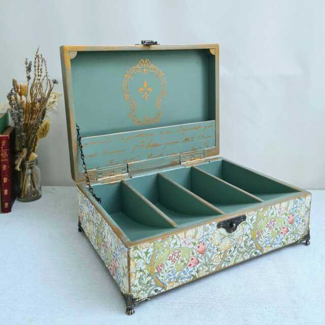 William Morris Stationery Box, Golden Lily Floral Arts & Crafts Storage ...
