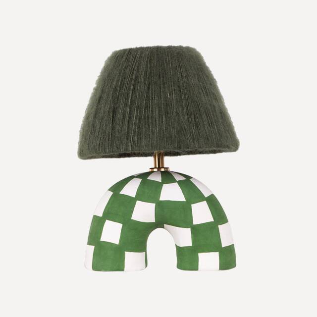 Handmade Green Checkerboard Table Lamp Ceramic Designer Lighting by ...